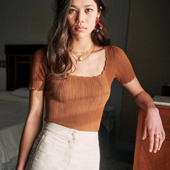 Sezane | Tops | Sezane Romy Knitwear In Coffee | Poshmark